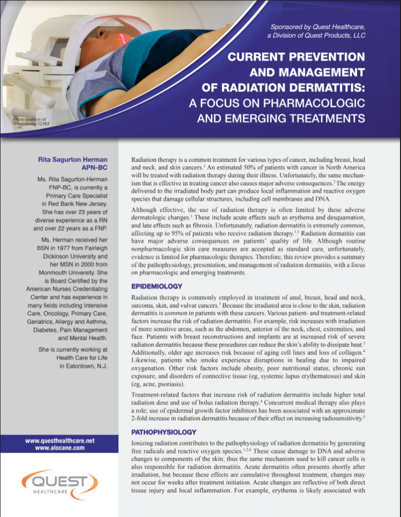Download our Radiation Dermatitis Prevention White Paper - Quest Healthcare